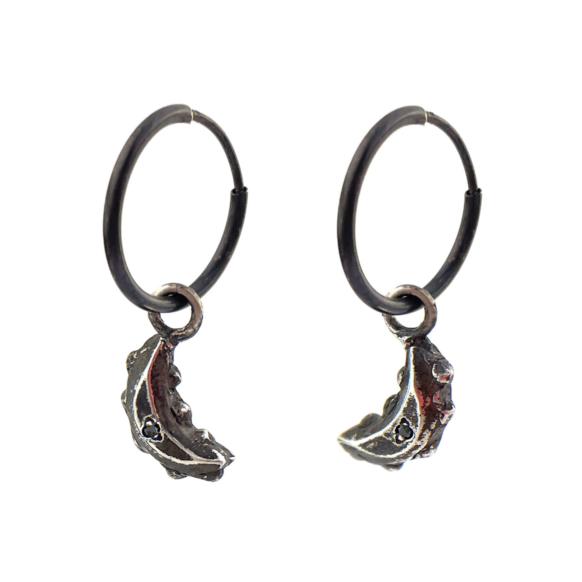 CRESCENT MOON Tiny Hoops - Silver – Compass Rose Design