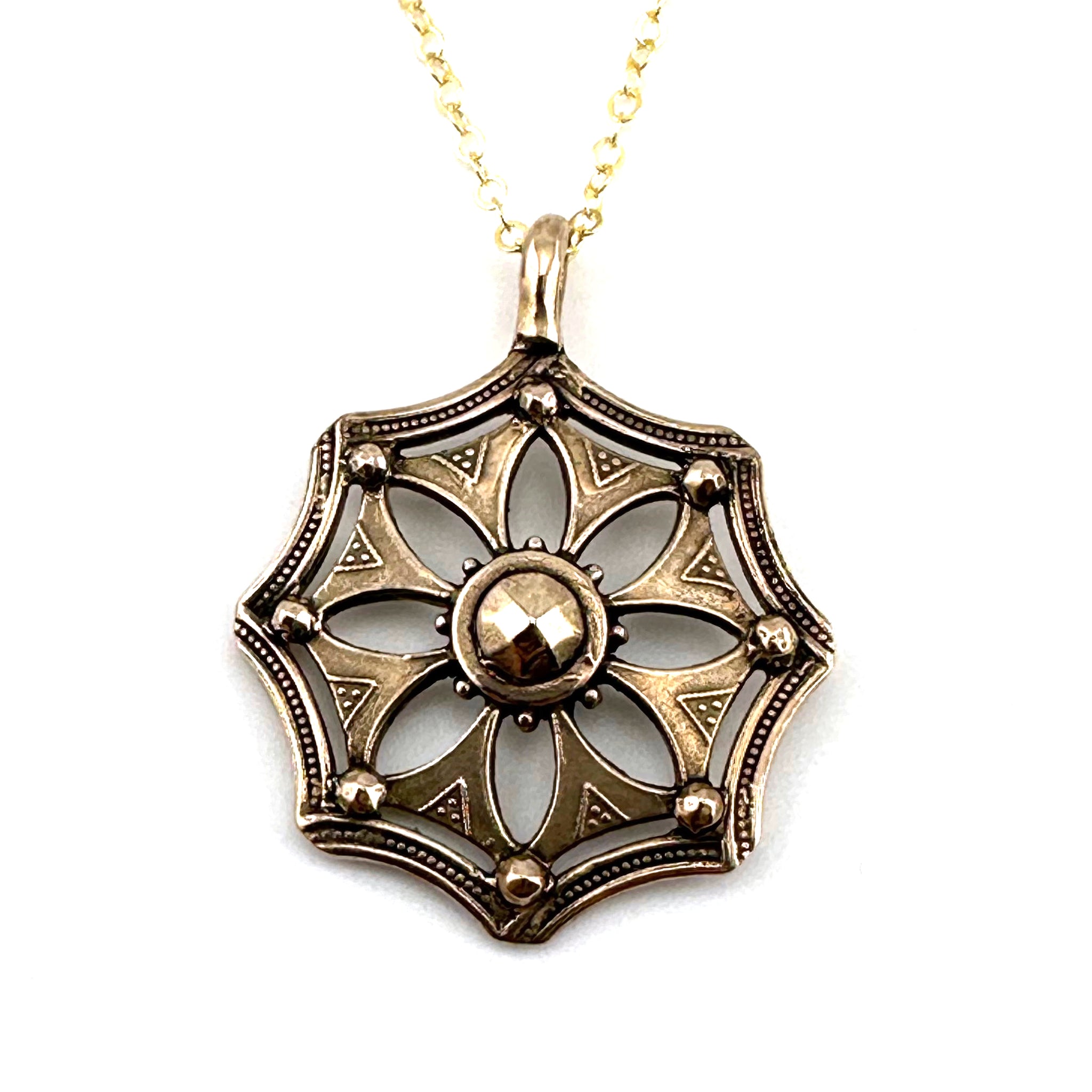 Compass Rose Design Antique Button & Modern Vintage Jewelry