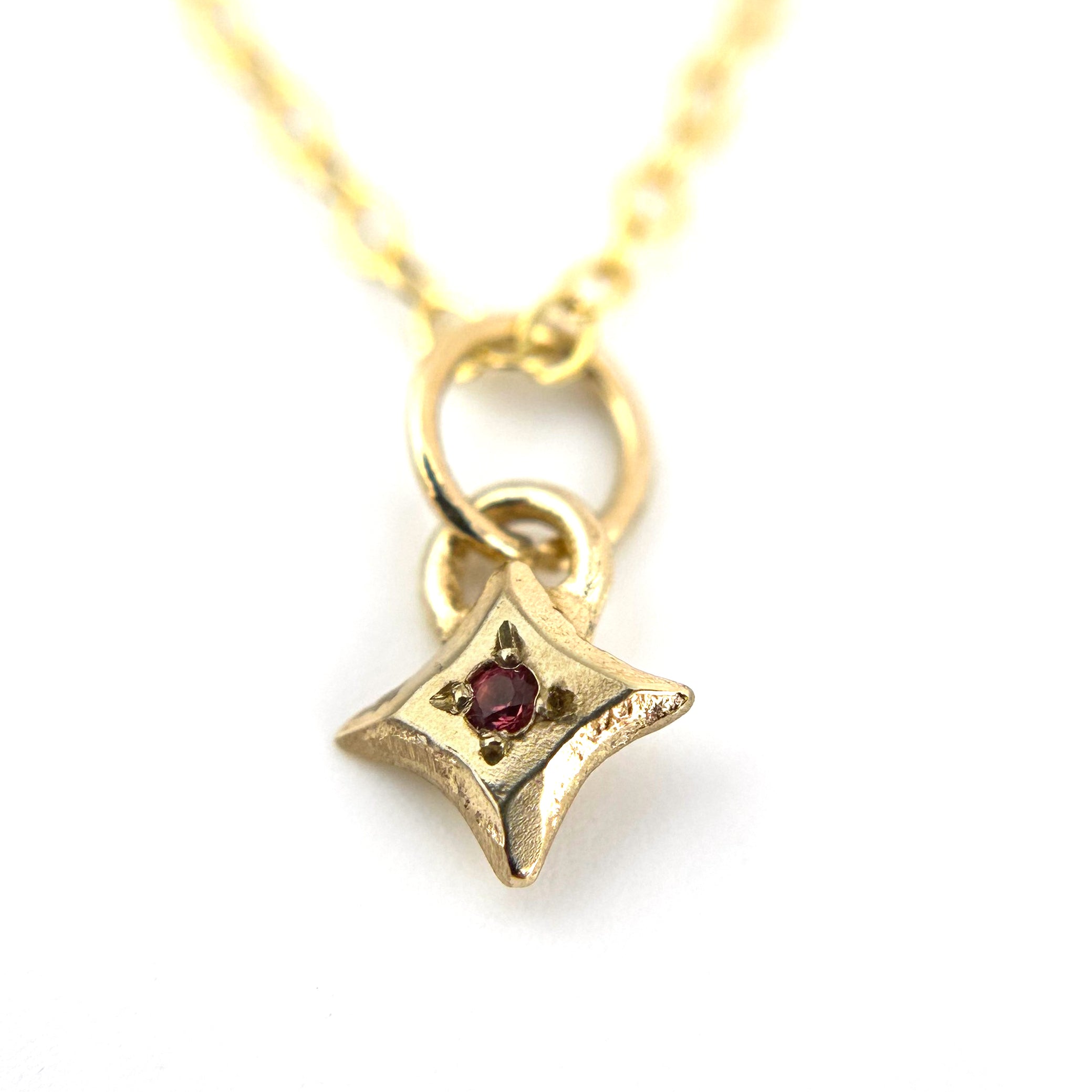 SPARKLE Charm - Gold with Pink Sapphire – Compass Rose Design