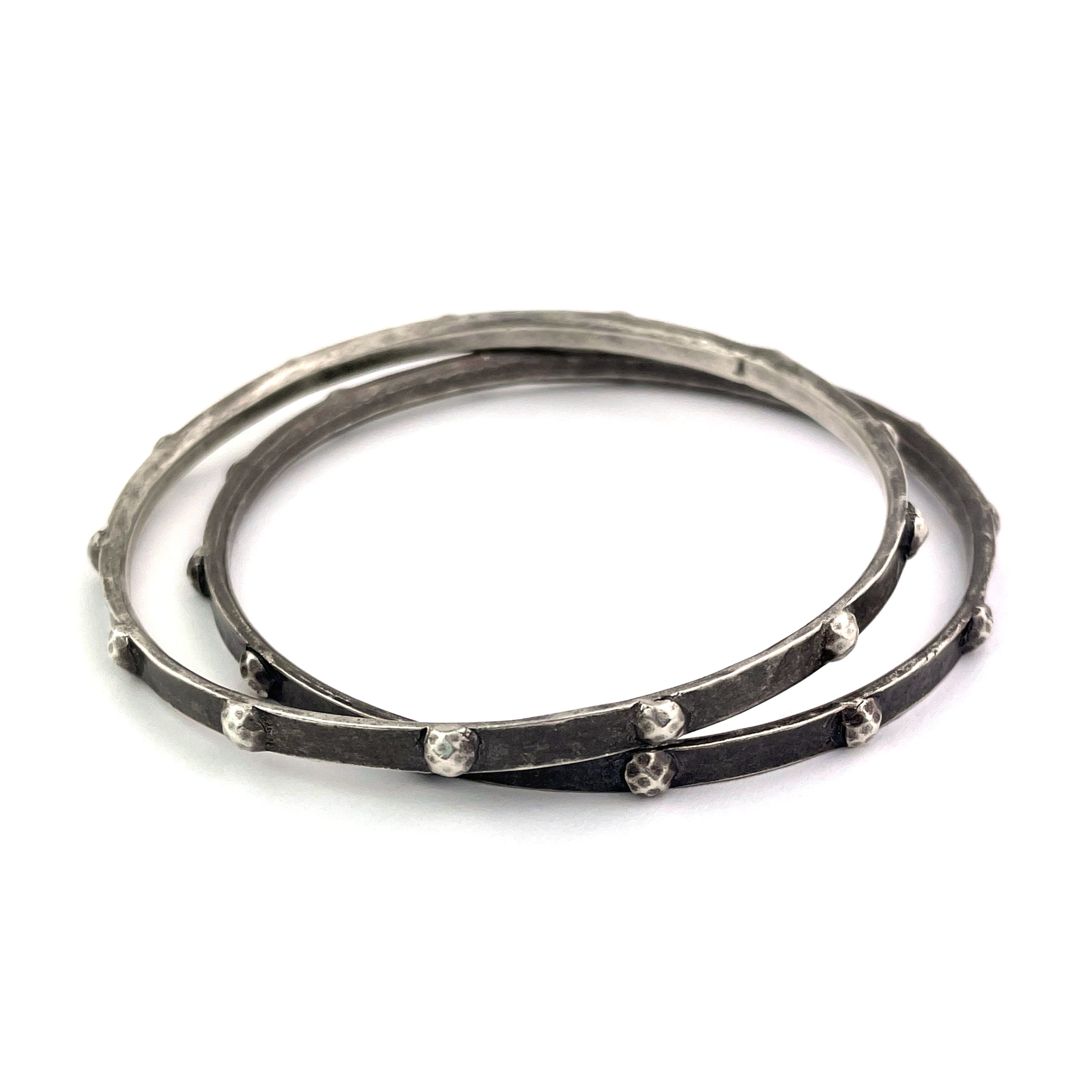 THIRTEEN MOONS Riveted Bracelet - Silver – Compass Rose Design