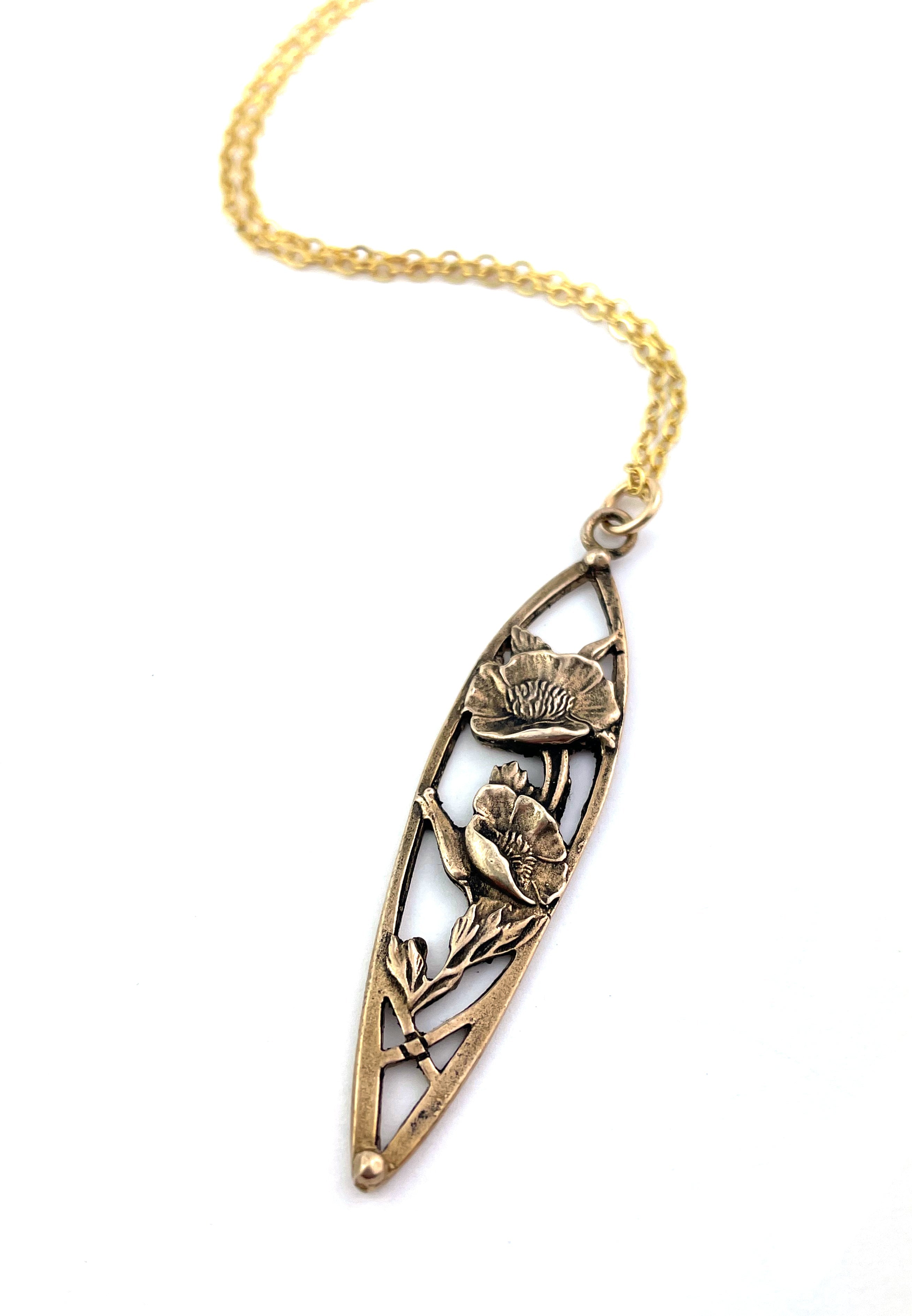 California Poppy Necklace - BRONZE – Compass Rose Design