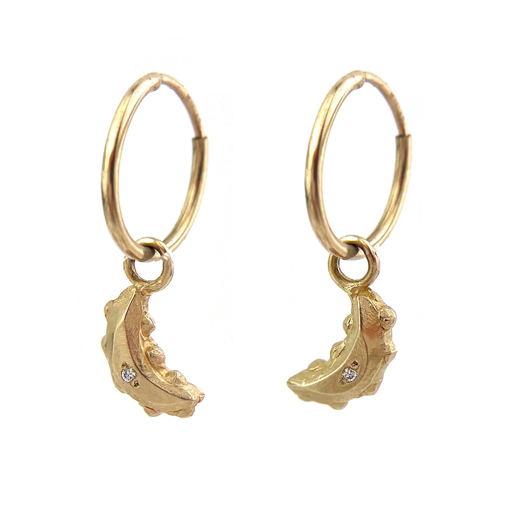 Petite MOON Tiny Hoop Earrings - Gold – Compass Rose Design