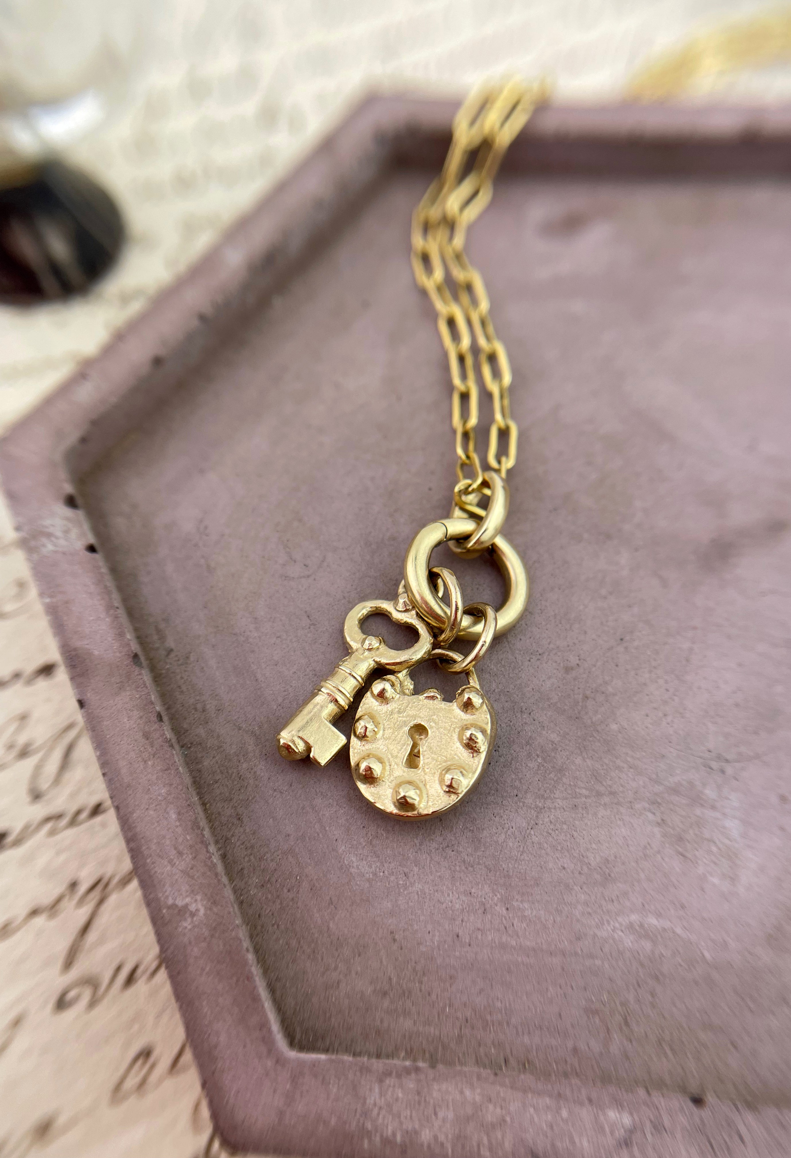 LOCK & KEY Love Charm - 14k Gold – Compass Rose Design